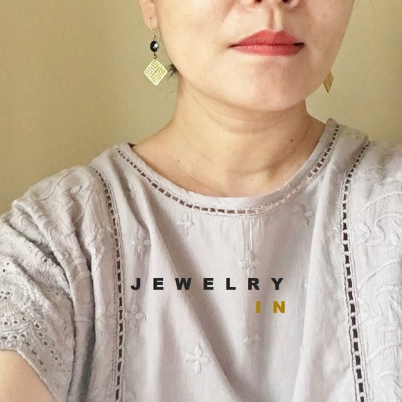 hanging earring | Jewelry | New Hanging Gold Edging Agate Earring ...